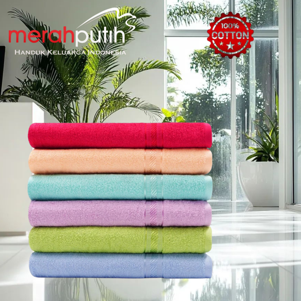 Jual Handuk Merah Putih 50x100 CM/ Handuk Mandi Dewasa Bahan Katun ...