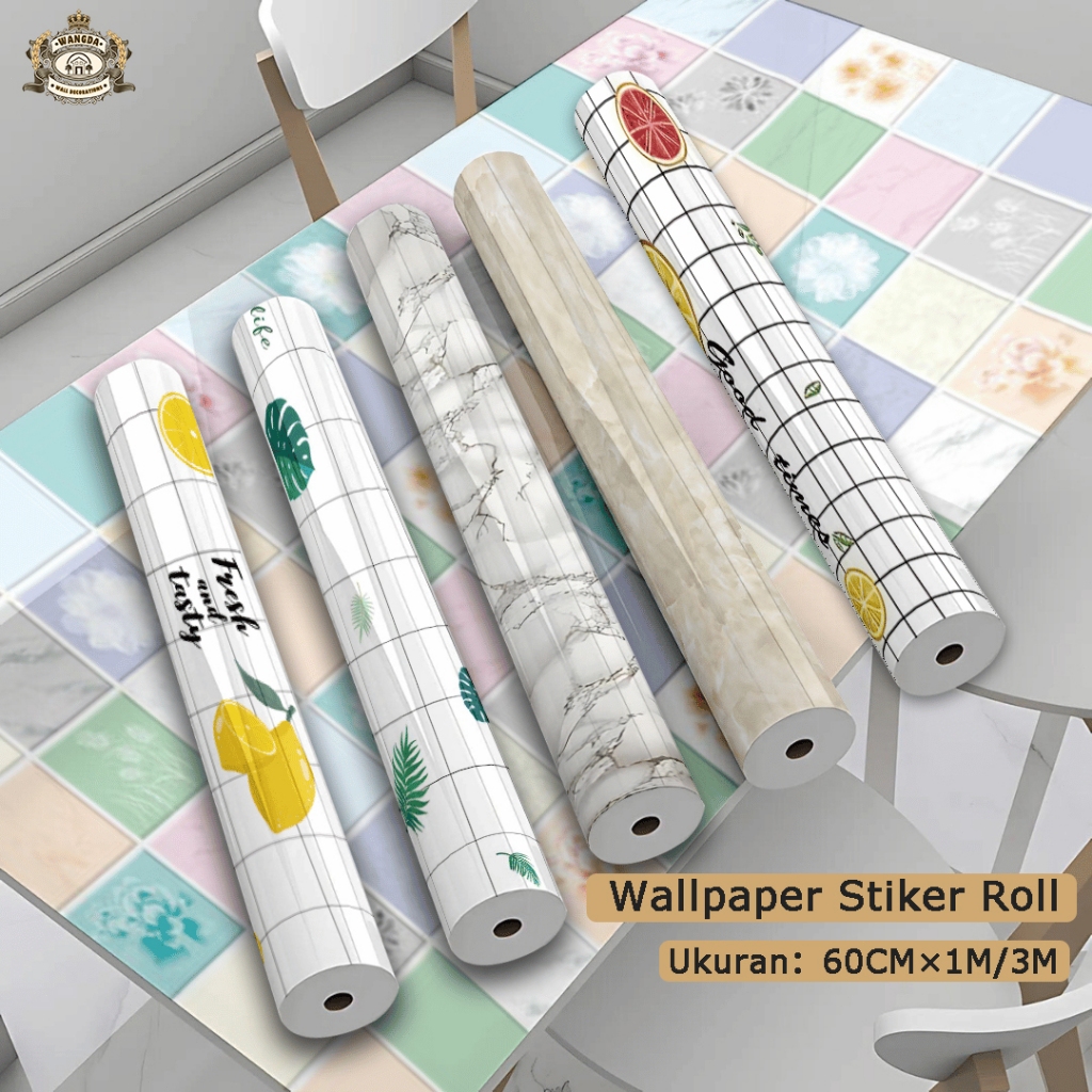 Jual Wallpaper Dapur Premium Marmer Dinding Glossy sticker dapur Tahan ...
