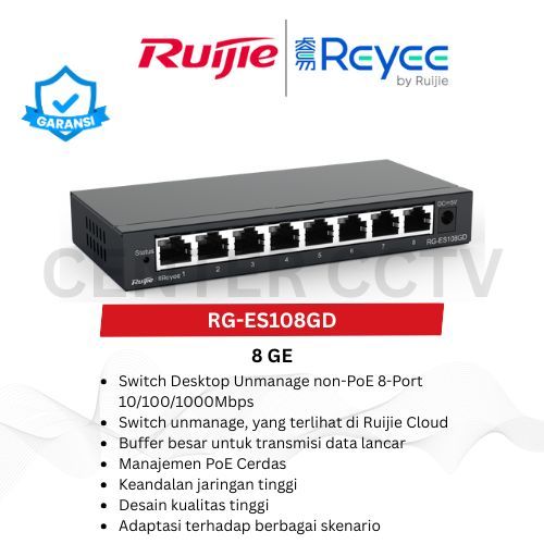 Jual RG-ES108GD Ruijie, 8-port 10/100/1000Mbps Unmanaged Non-PoE Switch ...
