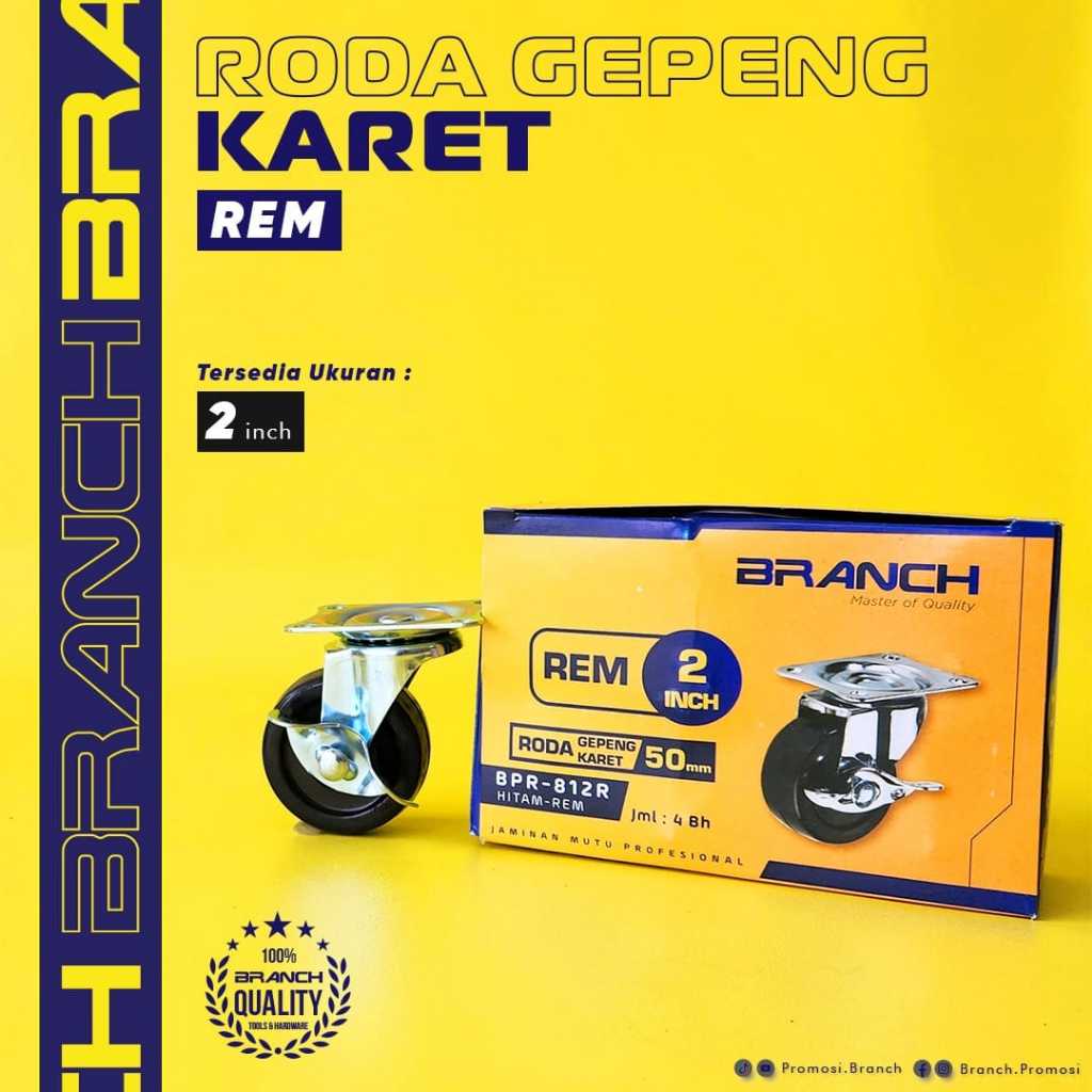 Jual BRANCH 2" REM KARET RODA GEPENG Karet HITAM Etalase Troli REM 2 ...