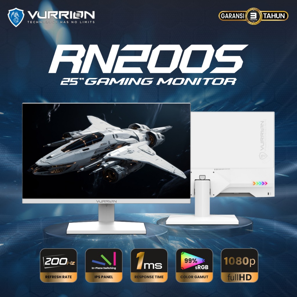 Jual VURRION RN200S 25" FHD IPS 200Hz 1Ms DP HDMI VGA MONITOR GAMING ...