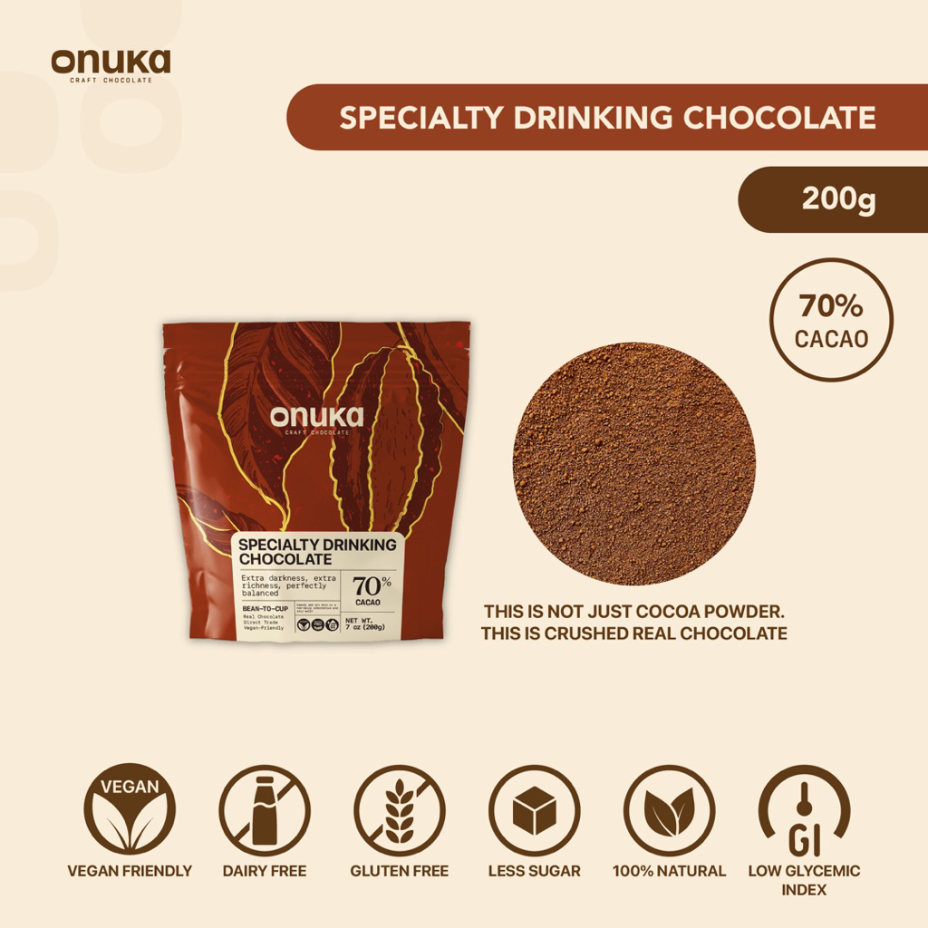 Jual Onuka 70% Dark Specialty Drinking Chocolate 200g / Low Sugar ...