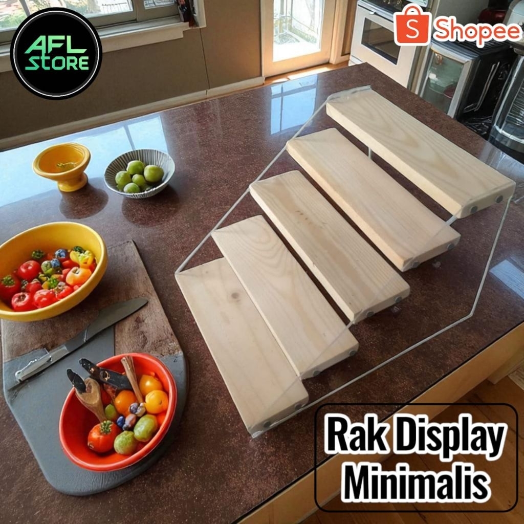 Jual rak kosmetik akrilik 5 susun/rak parpum kayu /rak mainan display ...