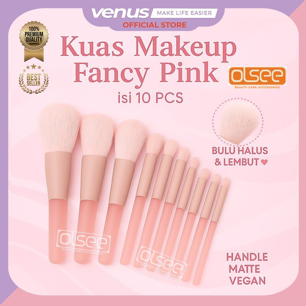 Jual OLSEE – 10PCS Set Kuas Makeup Fancy Pink Premium Brush Makeup ...