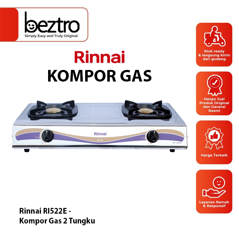 Jual Rinnai Kompor Gas 2 Tungku - RI522E RI 522 E Stove Top Dapur ...