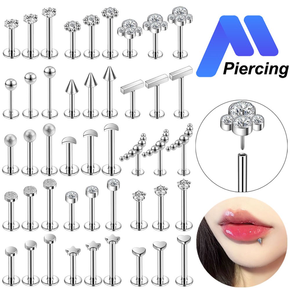 Jual 1 Buah 16G Perhiasan Tindik Labret Plug-In Stainless Steel Tindik ...