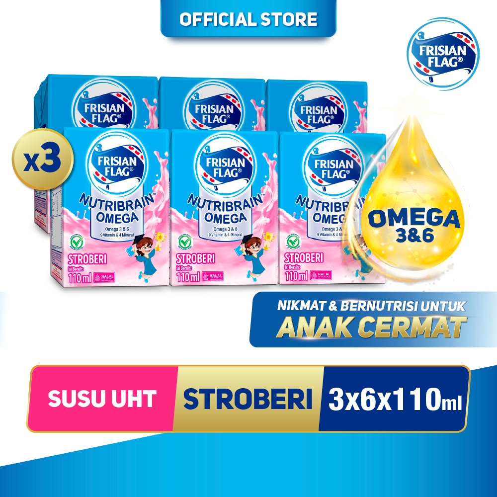 Jual Frisian Flag Omega Susu UHT Strawberry 110Ml [18 Pcs] | Shopee Indonesia
