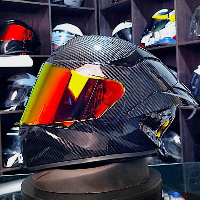 Jual Helm Full Face MLA MOTIF CARBON Terbaru Visor HITAM Red Gold ...