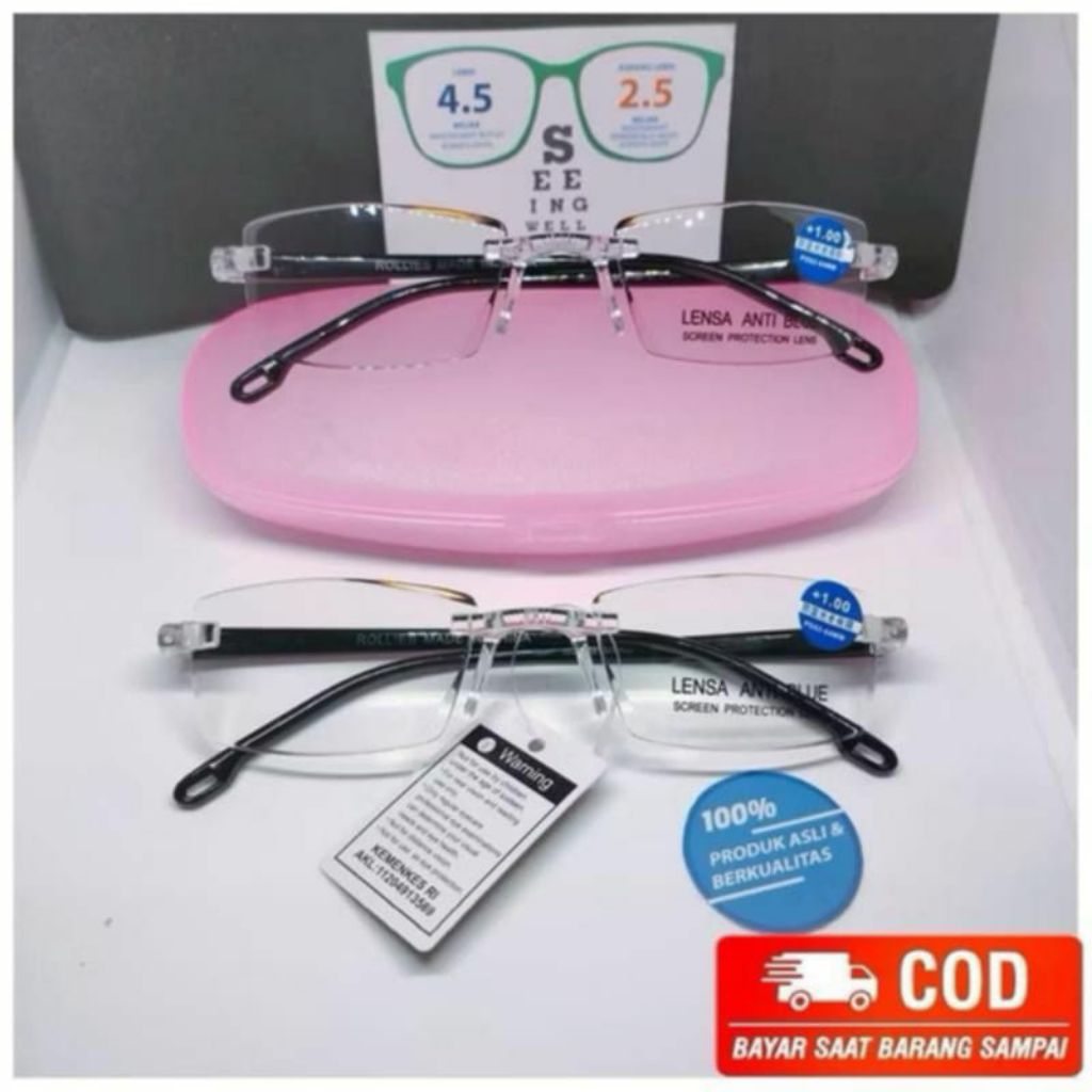 Jual Kacamata baca plus (+) model bor / kacamata baca rabun dekat frame ...