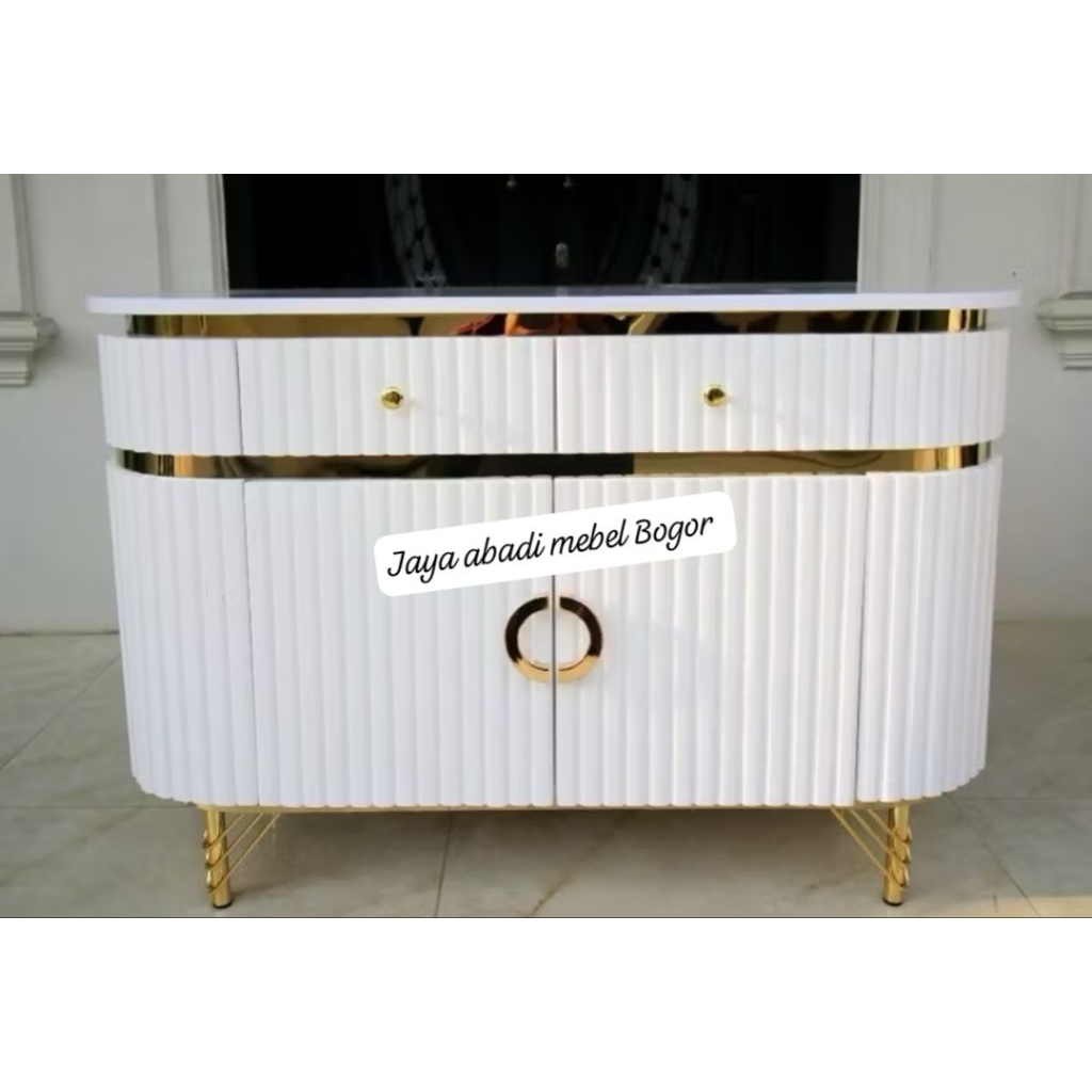 Jual Meja tv oval real pict,list gold kaki besi handle sabit khusus ...