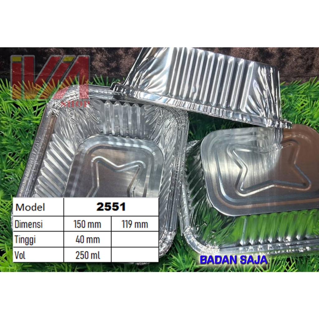 Jual BX 2551 / P 435 BADAN saja Cup Alumunium Foil Kotak 15 x 12 (tanpa ...
