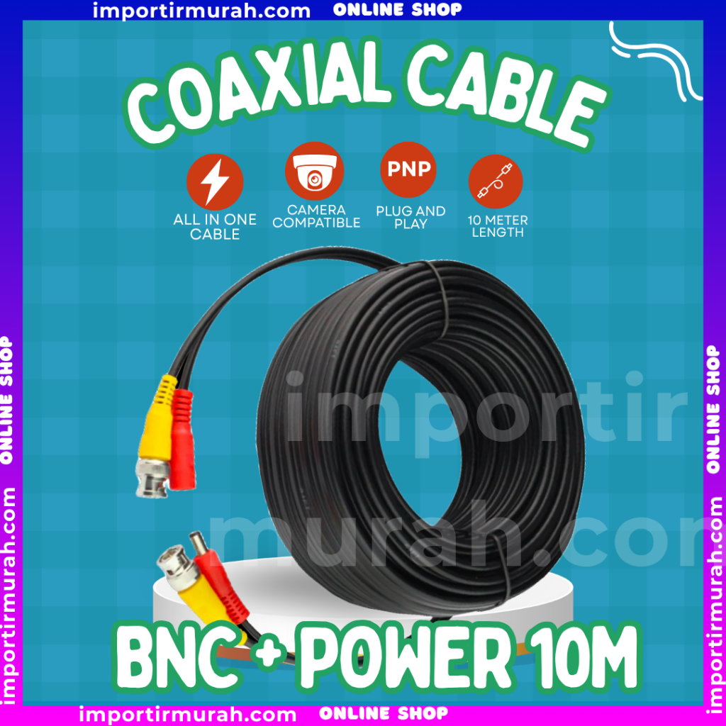 Jual Kabel COAXIAL10M 30M SET CCTV BNC + Power Kabel Video Siap Pakai ...