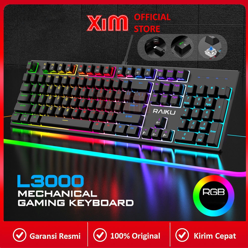 Jual Xim PC Keyboard Mekanik Blue Switch Kabel USB Gaming E-sports ...