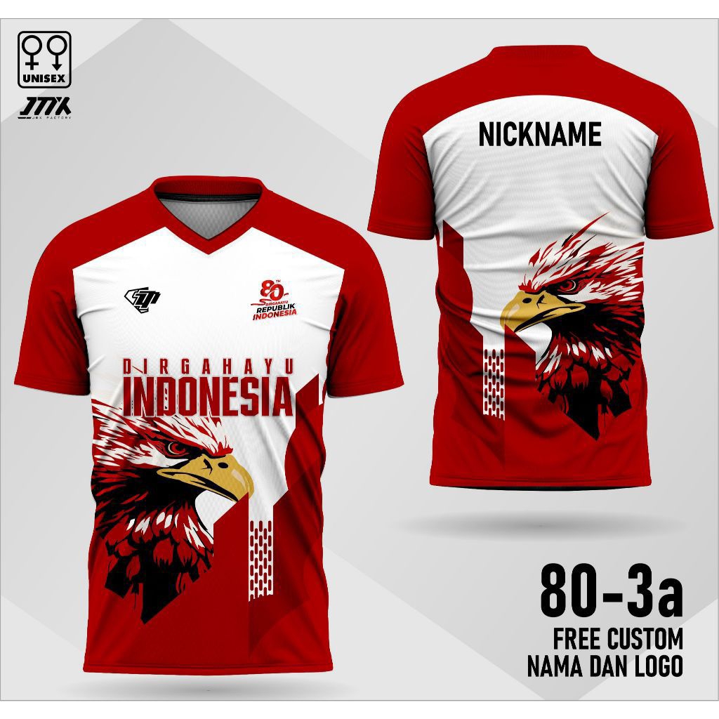 Jual Jersey lengan pendek Garuda Dirgahayu Indonesia HUT RI ke 80th ...