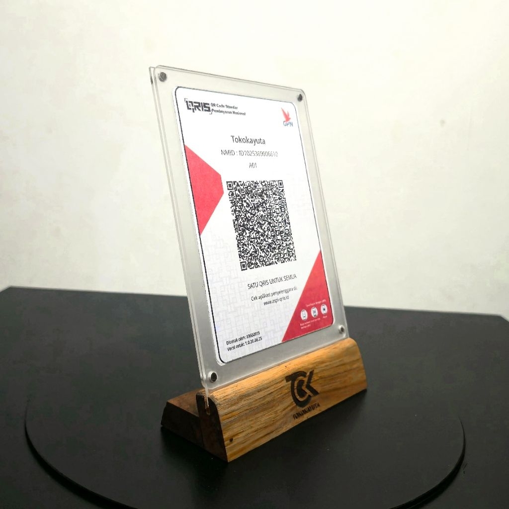 Jual Stand Qris Magnet Akrilik dan Kayu Jati Premium - A6 - Free Ukiran ...