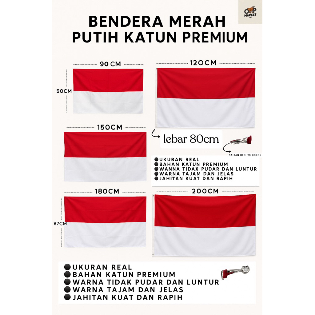 Jual Bendera Merah Putih Kain Katun Tebal Sangsaka indonesia HUT ...