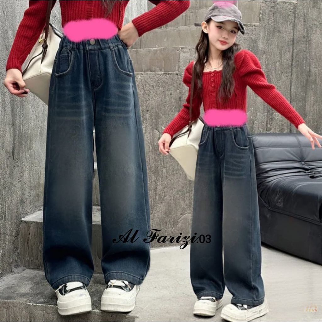 Jual (UNISEX) Celana Jeans Gombrong/Skena Baggy Wisker-Celana Jeans Anak Perempuan /Cowok Usia 7 ...