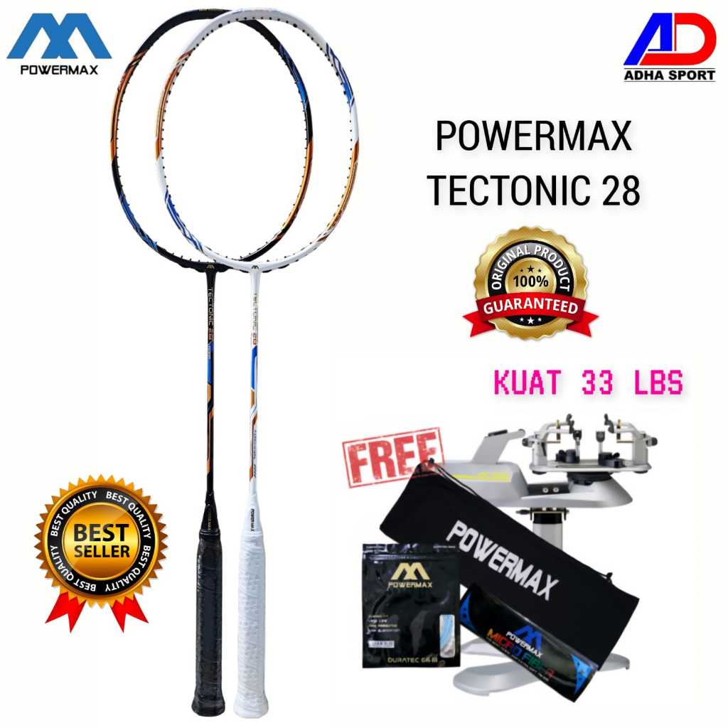 Jual Raket Badminton Powermax TECTONIC 28 Original 33 LBS Raket ...