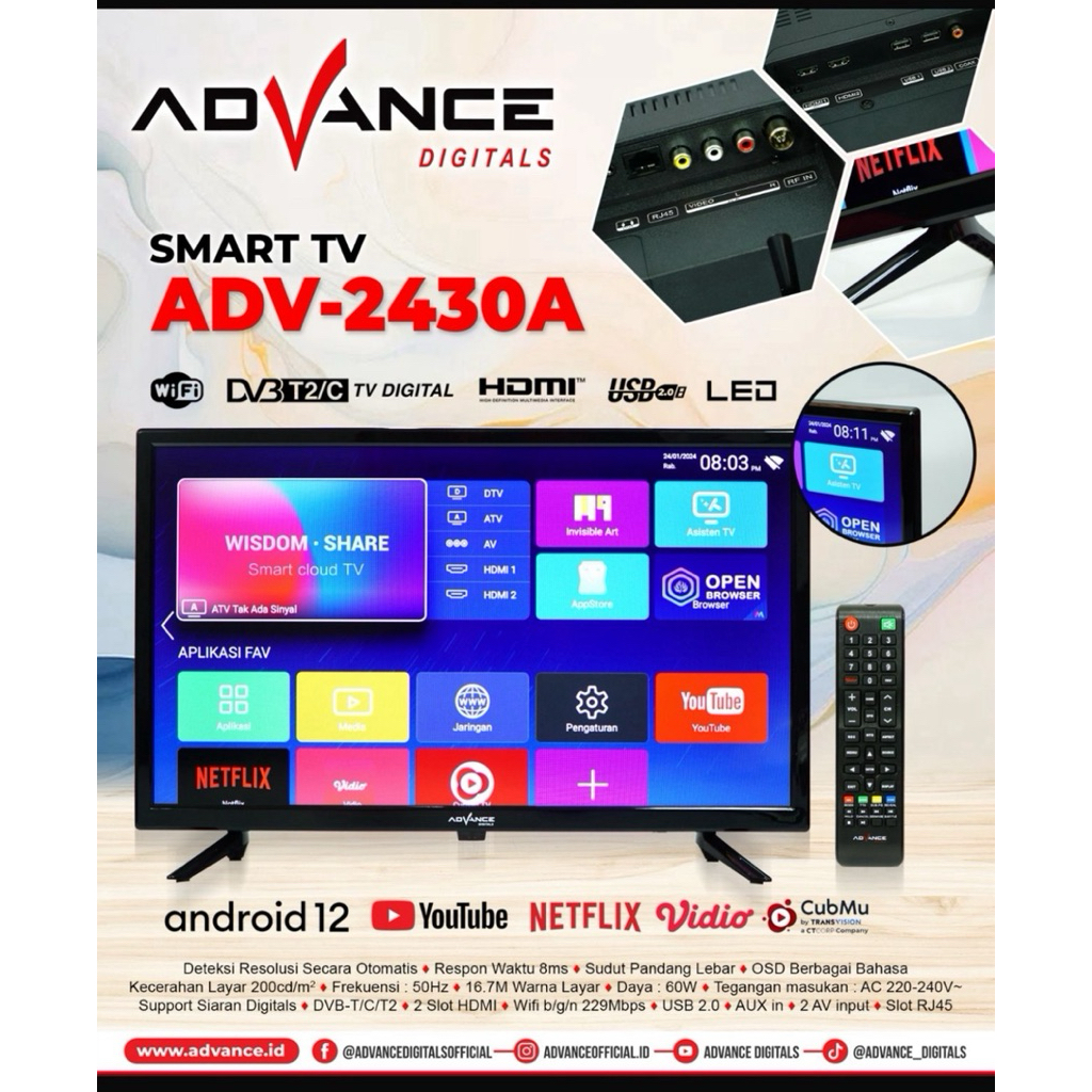 Jual tv advance smart 24 inch dan digital 22” | Shopee Indonesia