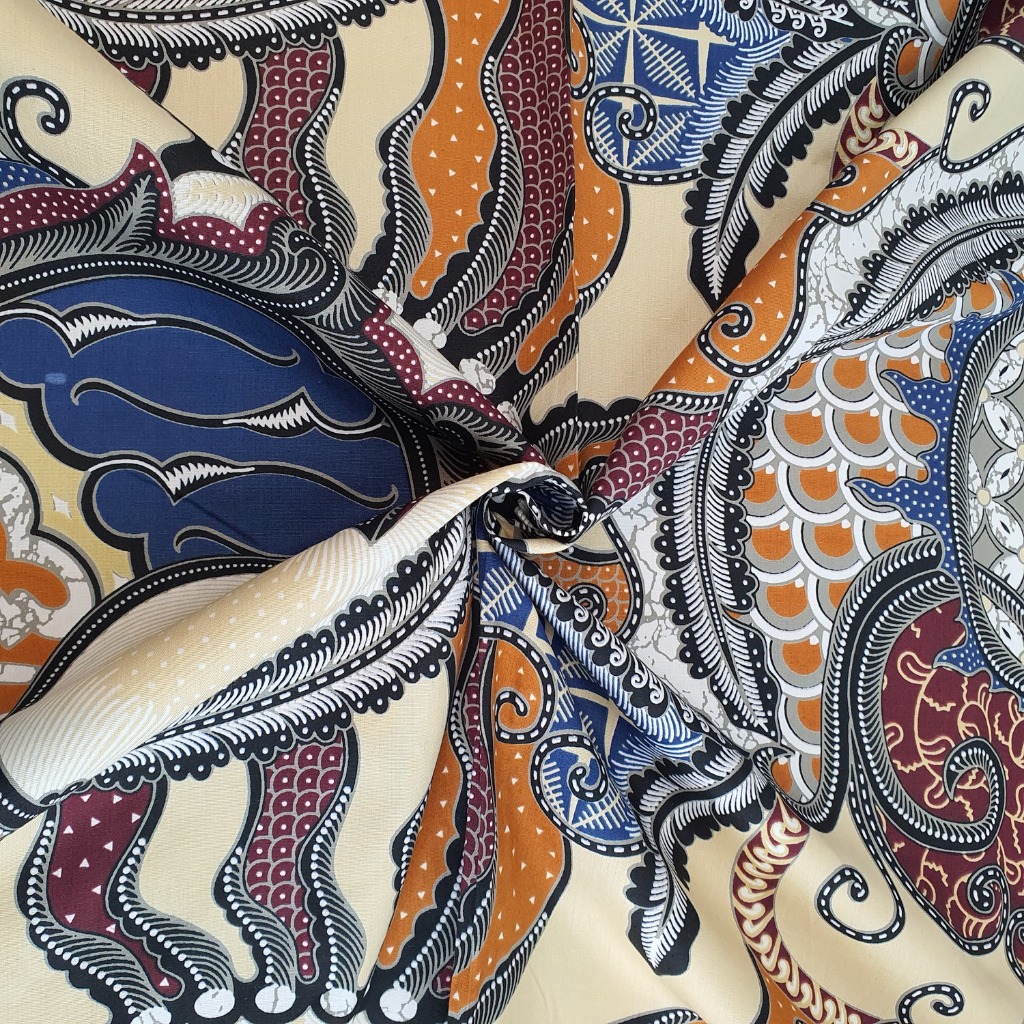 Jual Katun Batik Sogan Parang Kawung Navy Blue Mix Soft Beige (Pronto ...