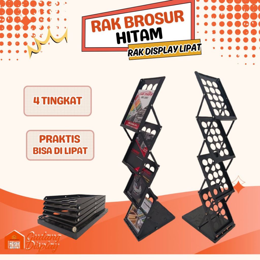 Jual Rak Brosur Hitam / Rak Display Lipat / Rak Brosur Susun / Rak Besi ...