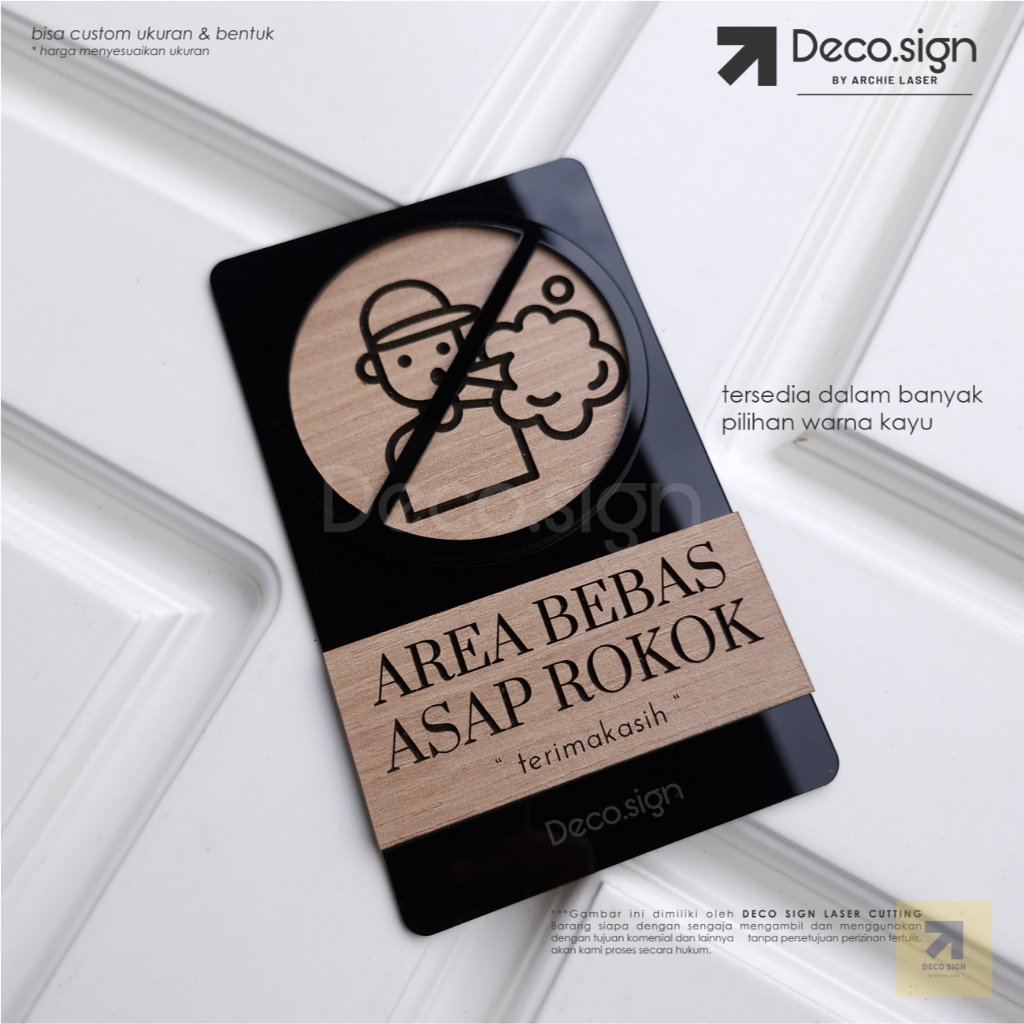 Jual Area Bebas Asap Rokok, Sign No Smoking / Penanda Kayu Dilarang ...