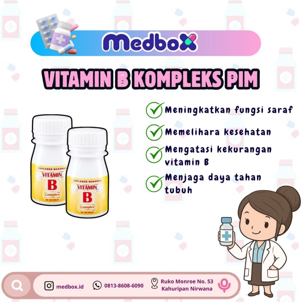 Jual Vitamin B Kompleks/B Complex PIM 100 Tab/Multivitamin untuk Daya ...