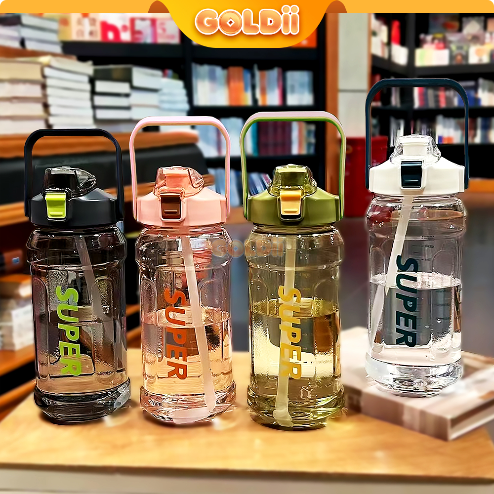 Jual GOLDII - Botol minum olahraga Jumbo Botol minum Jumbo Bening 2 LITER Premium BPA FREE ...
