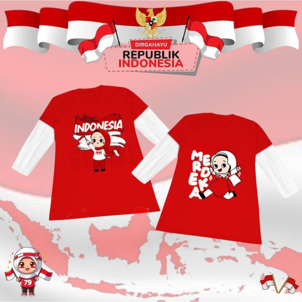 Jual baju kemerdekaan anak perempuan model tunik kaos merah putih 17 ...