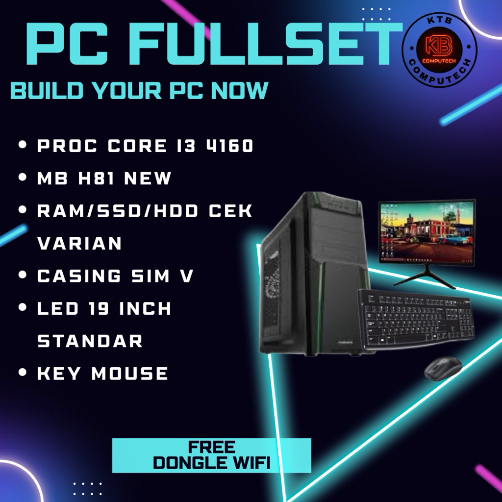 Jual PAKET PC CPU KOMPUTER RAKITAN CORE I3 GEN 4160 MOTHERBOARD H81 ...