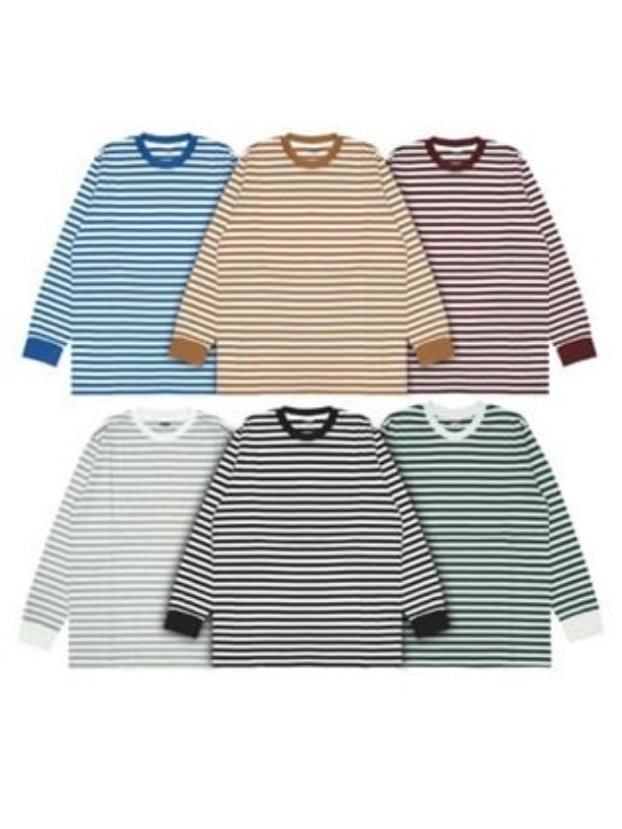 Jual Filsuf Kaos Stripe Lengan Panjang Salur Kecil Series Unisex Pria ...