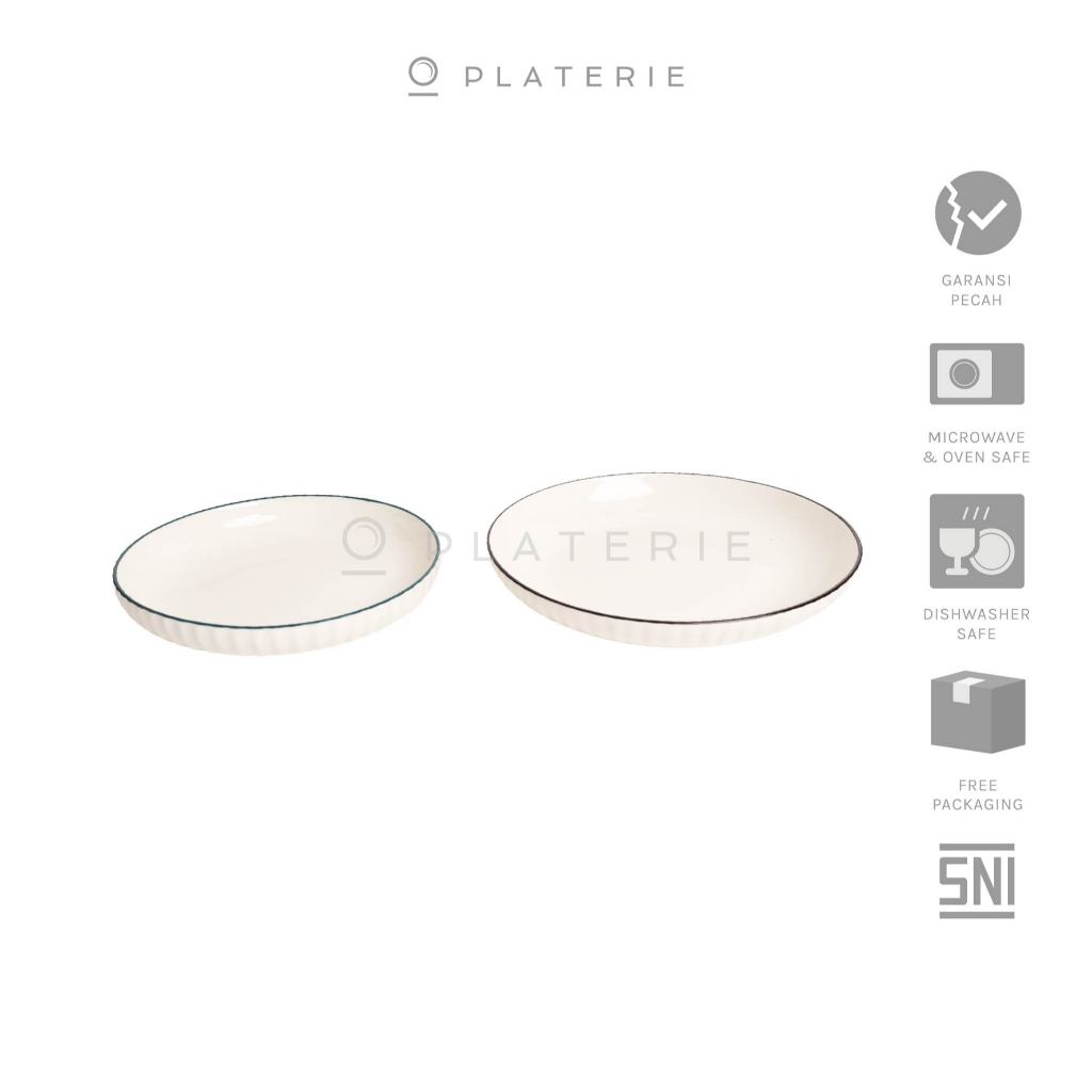 Jual PLATERIE Piring Porcelain Embossed Plate 7 & 8 Inch / 18 & 20 cm ...