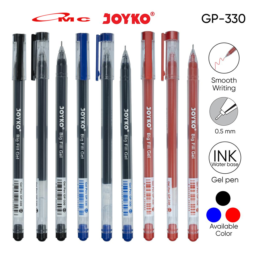 Jual JOYKO Gel Pen Pulpen Pena GP-330 Big Fill Gel 0.5 mm Joyko GP-330 ...