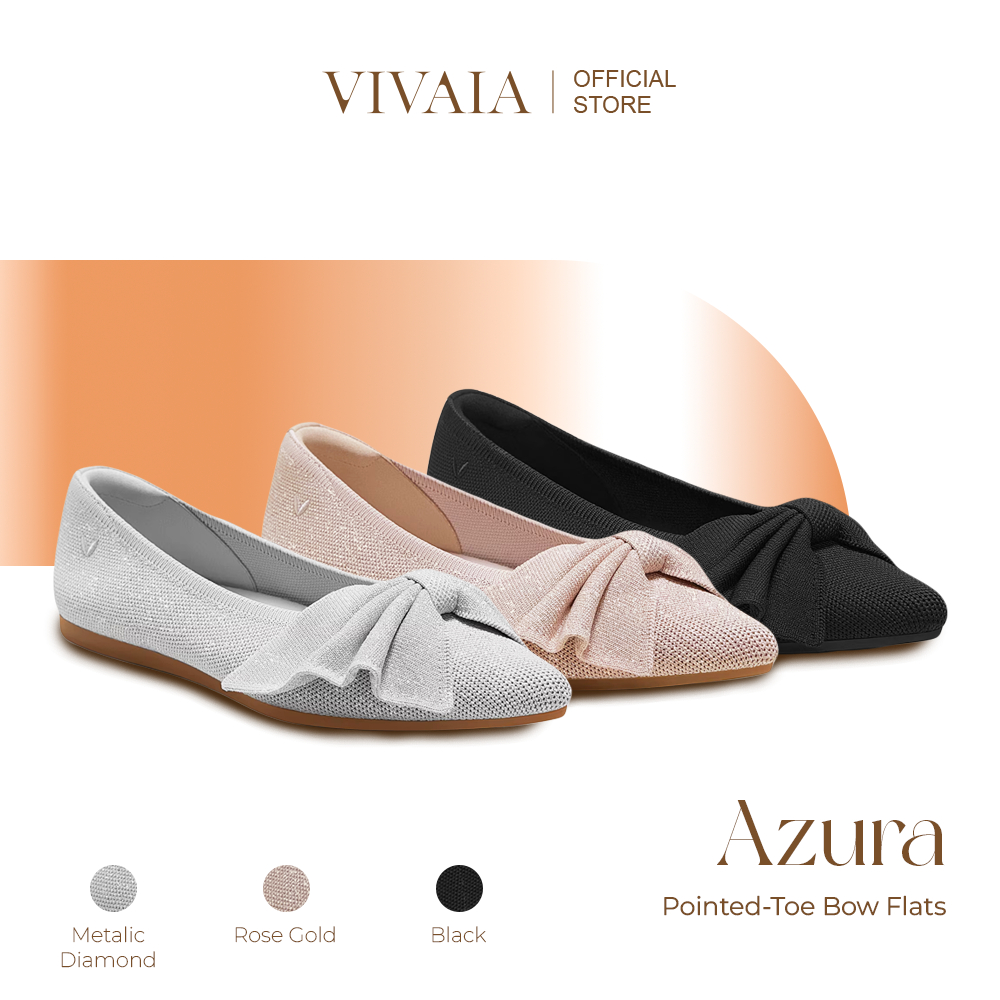 Jual VIVAIA Sepatu Wanita Pointed-Toe Bow Flats (Azura) - Rose Gold ...