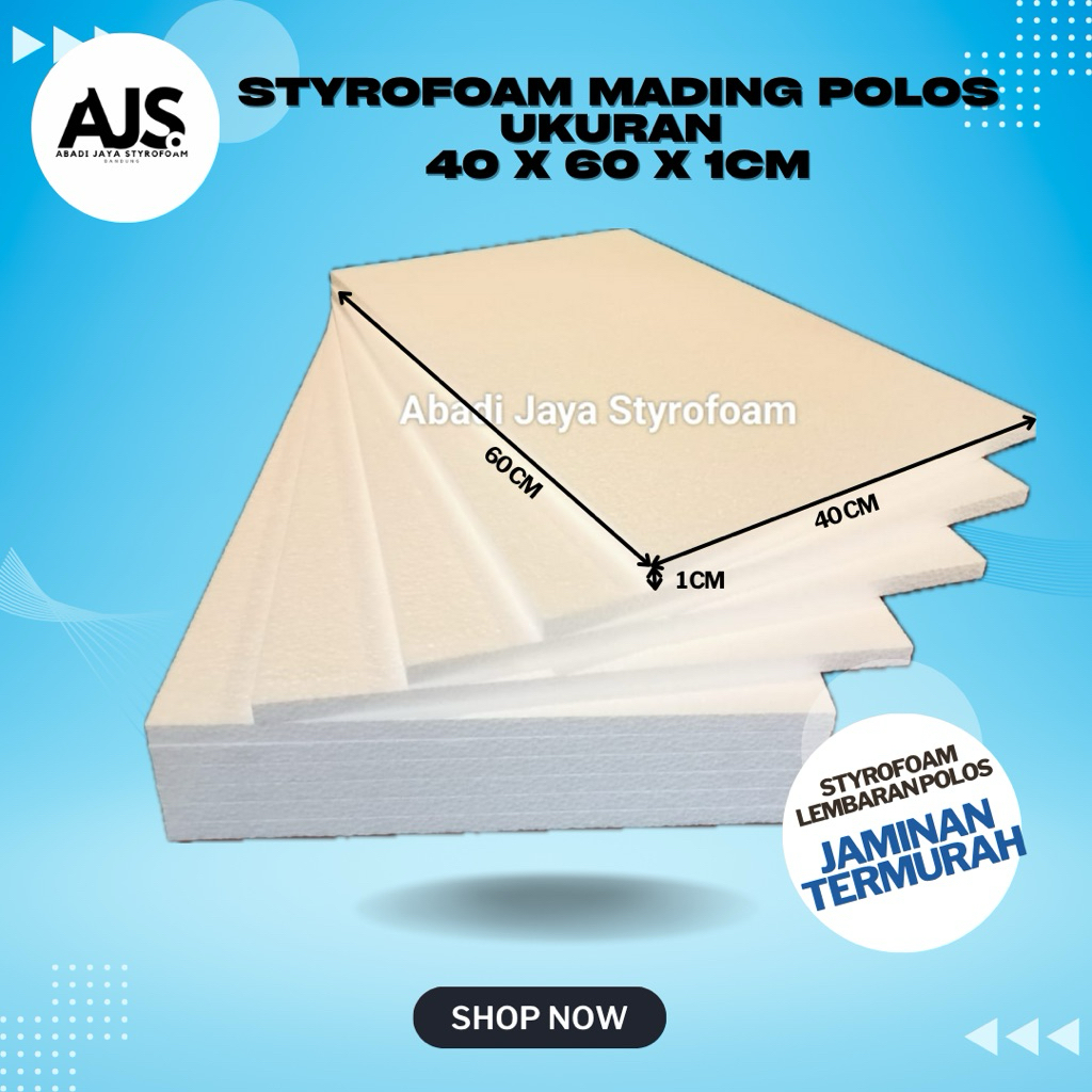 Jual Styrofoam Lembaran | Ukuran 60x40x1 CM | Styrofoam Polosan Mading ...