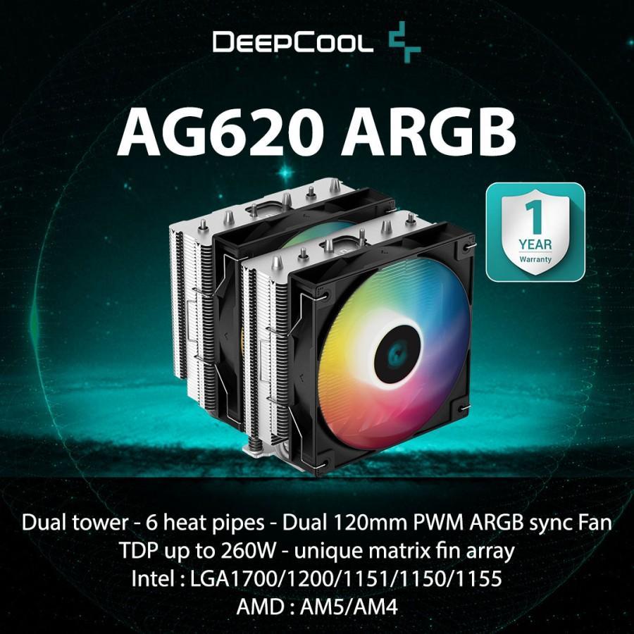 Jual DEEPCOOL AG620 ARGB DUAL TOWER 2x12CM FAN/CPU COOLER/AG620 ...