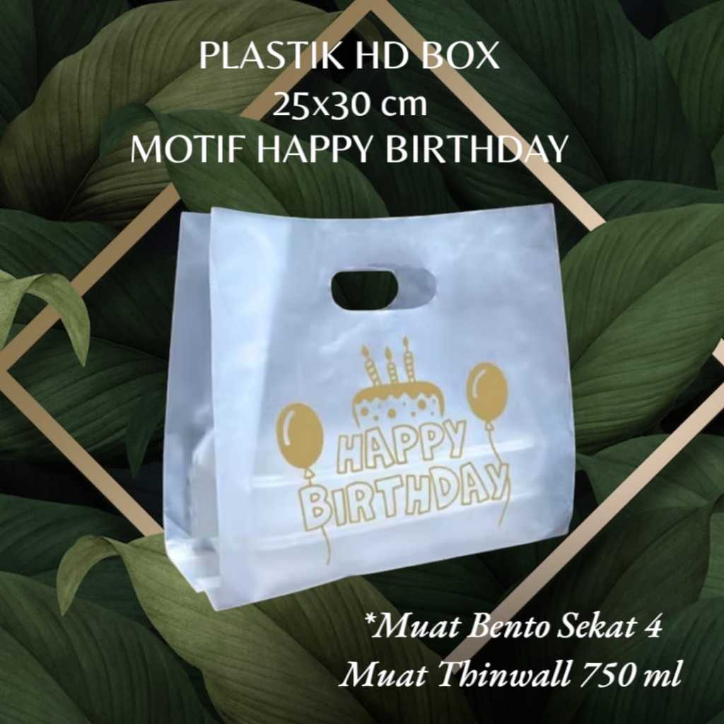 Jual Kantong Plastik Ulang Tahun 25x30 cm Motif HBD Gold / HD Box Ulang ...
