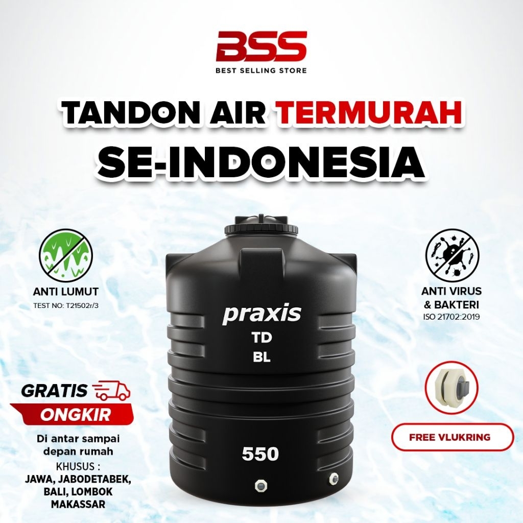 Jual Tandon Tangki Air PRAXIS 550 Liter - Anti Lumut & Food Grade ...