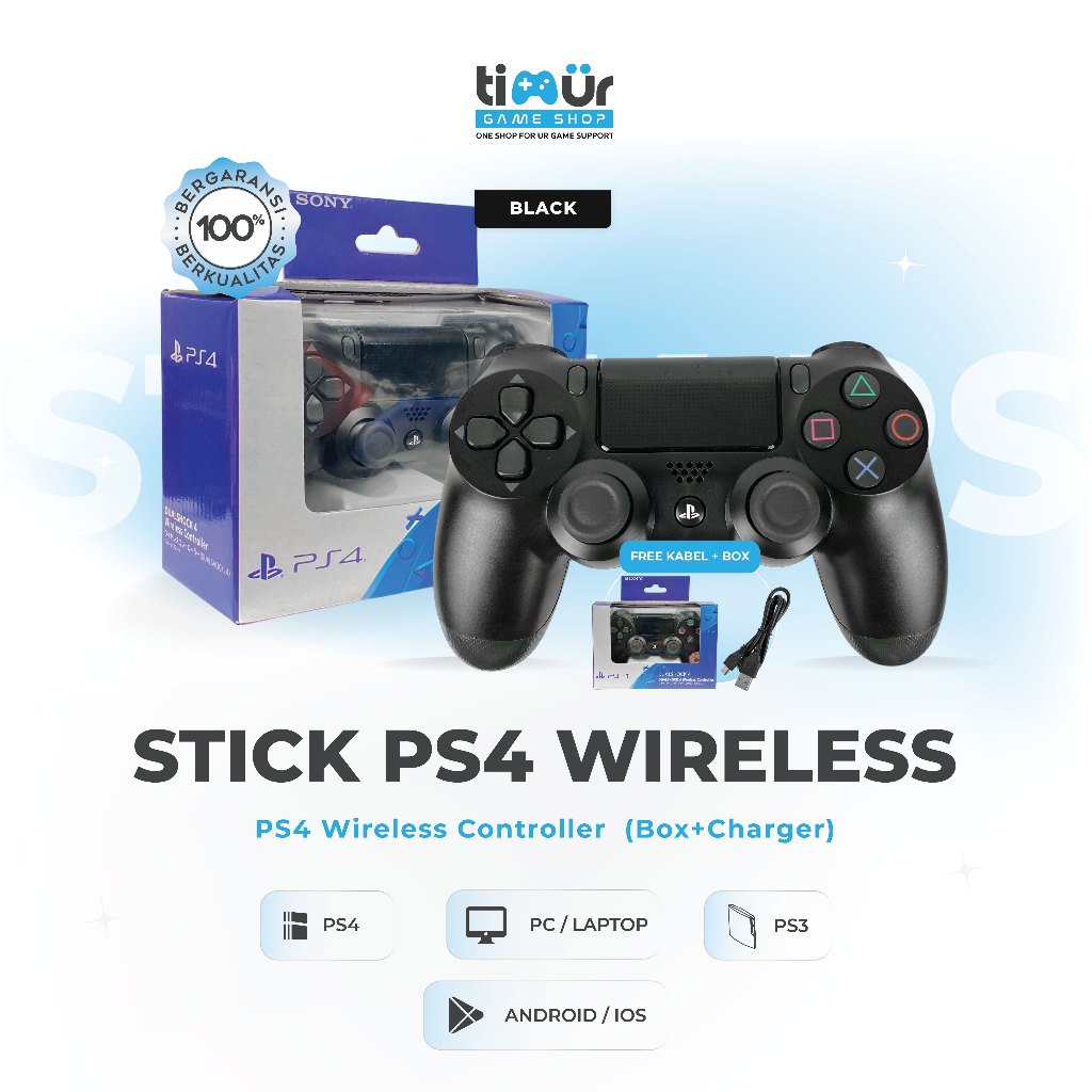 Jual Stik Stick PS4 Wireless Ori pabrik Hitam | Shopee Indonesia
