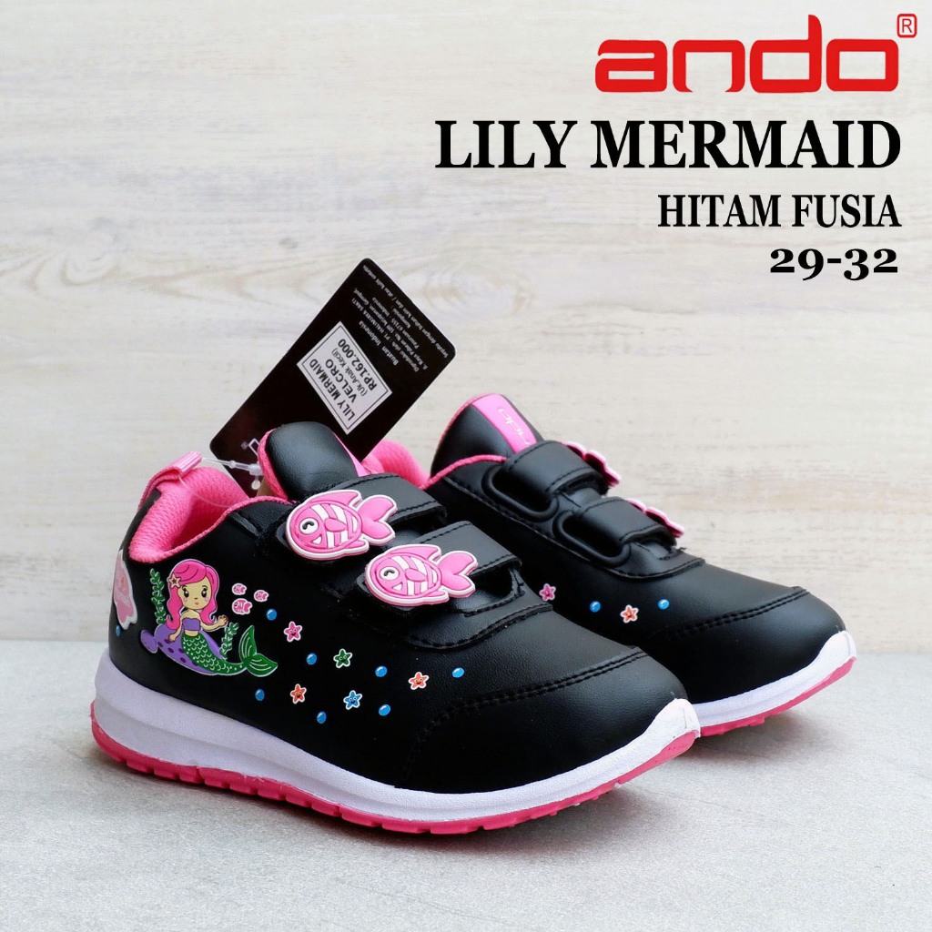 Jual Sepatu Anak Ando karakter hitam - size 25-32 - LILY MERMAID / ELINA / FEBE V / CUTE RABBIT ...