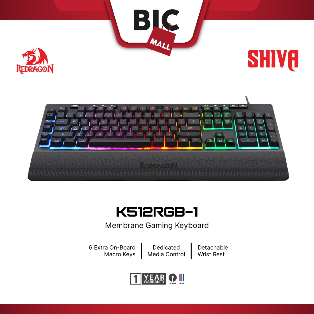 Jual [Authorised Store] Redragon SHIVA K512 RGB Wired Membrane gaming keyboard | Shopee Indonesia