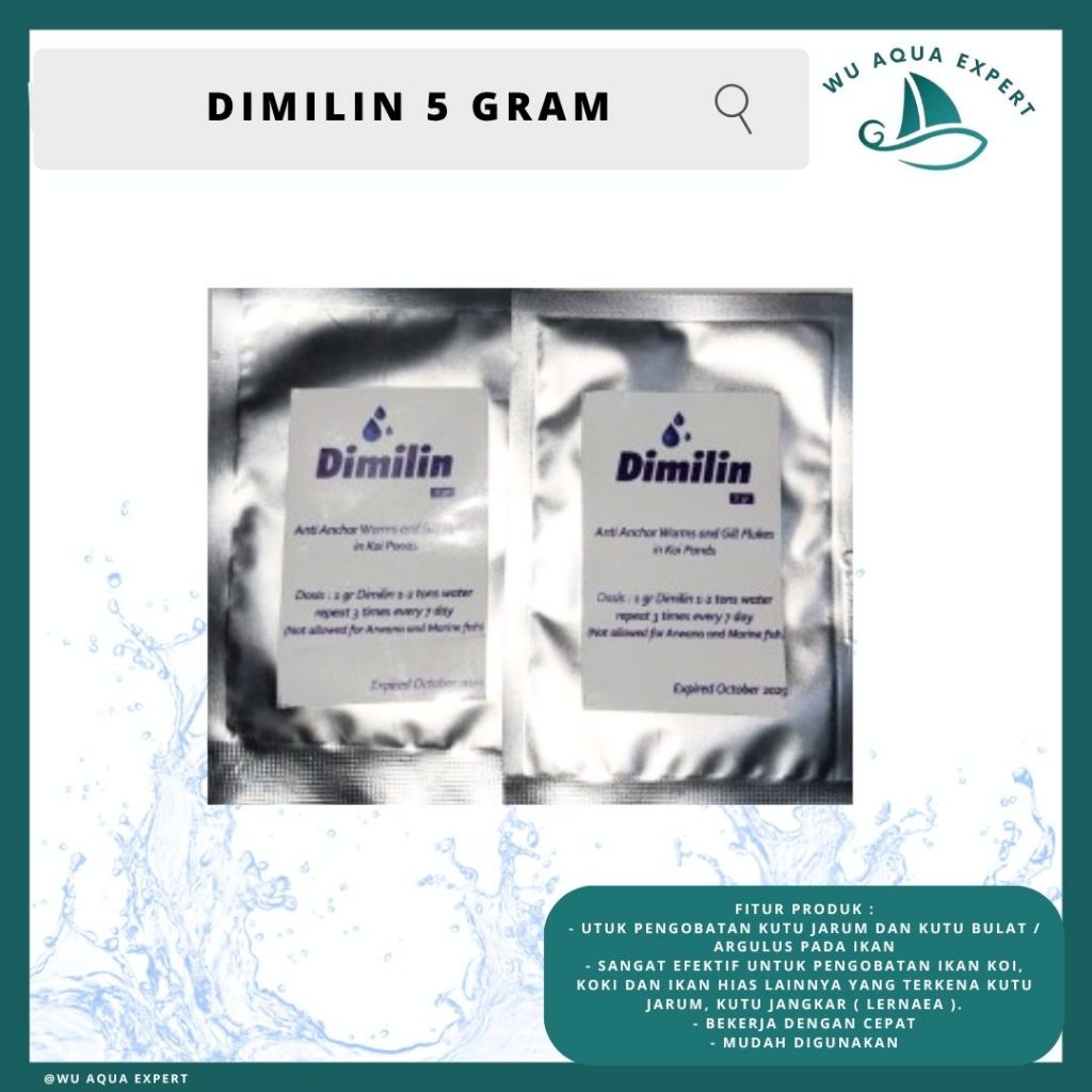 Jual Obat Kutu DIMLIN KUTU 5gr DIMILIN Obat Ikan Hias Kutu bakteri ...