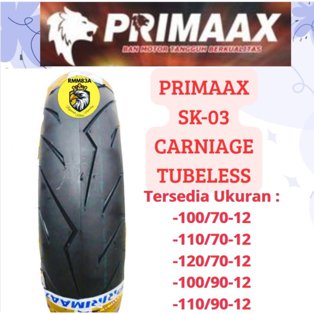 Jual Ban PRIMAAX SK-03 RING 12 TUBELESS MOTOR SCOOPY, FAZIO, FREEGO ...