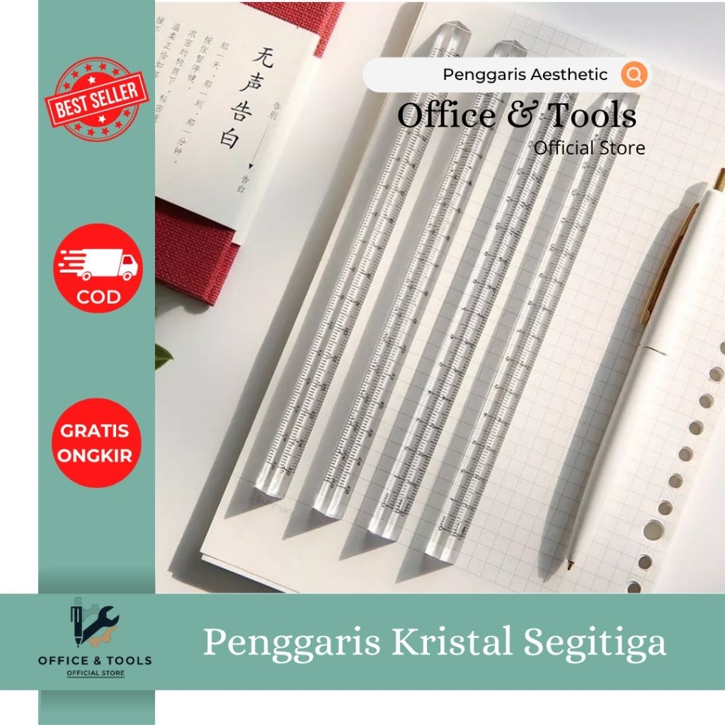 Jual Penggaris Triangle Aesthetic Bening Kristal Segitiga Alat Tulis ...