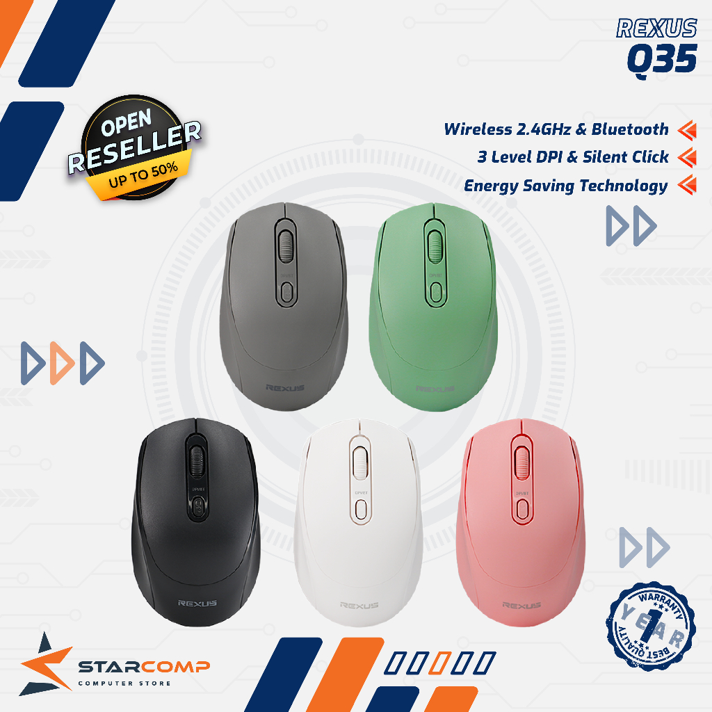 Jual Rexus Q35 Mouse Wireless Dual Connection 2.4GHz Bluetooh Silent ...
