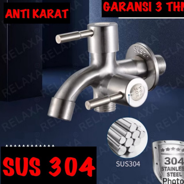 Jual KRAN CABANG 3 STAINLESS UKURAN 1/2 INC Kran cabang stainless steel sus 304/ KRAN CABANG ...