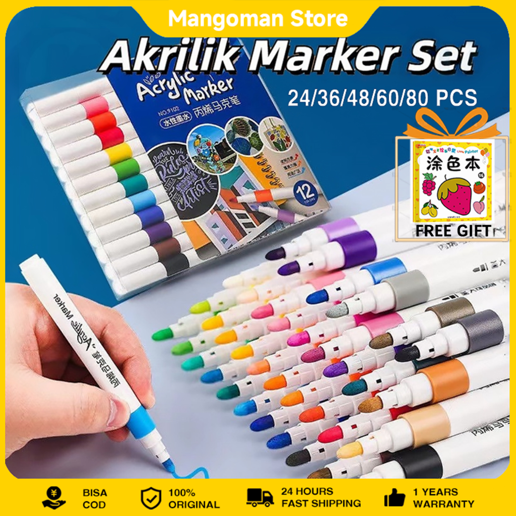 Jual Acrylic Marker Set Spidol Akrilik DIY Painting Spidol Pastel ...