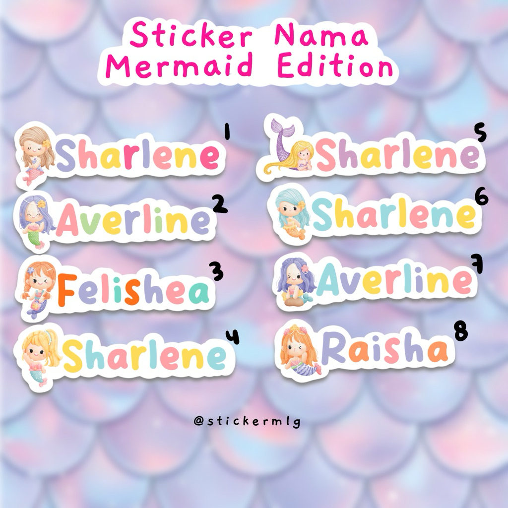 Jual STICKER LABEL NAMA PALETTE MERMAID EDITION cute custom | Shopee ...