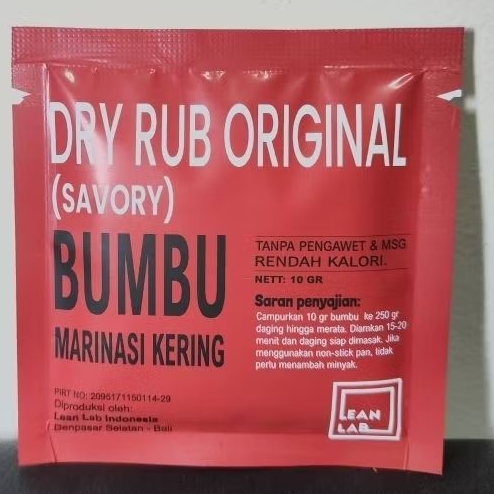 Jual Lean Lab Bumbu Marinasi Dry Rub Rasa Original Kemasan Sachet 10gr ...