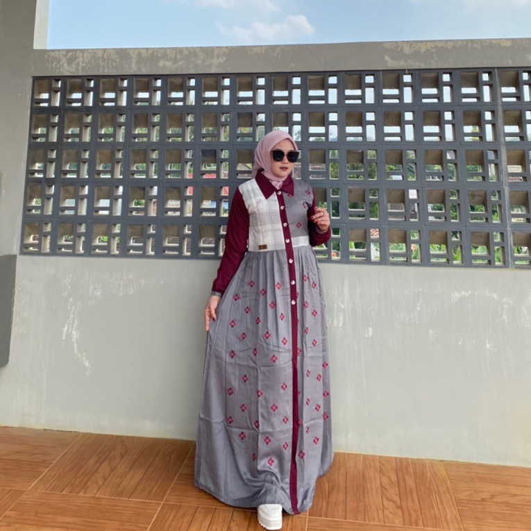Jual Gamis Amanda Afra Rayon Twill Premium Mix Katun Haruka Kotak ...